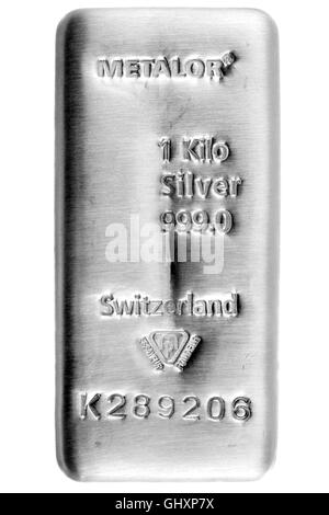 1 Kilo Metalor Fine Silver Bullion Bar Stock Photo - Alamy