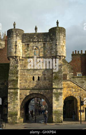 Bootham Bar, gate and wall with York Minster in the back, York Stock ...