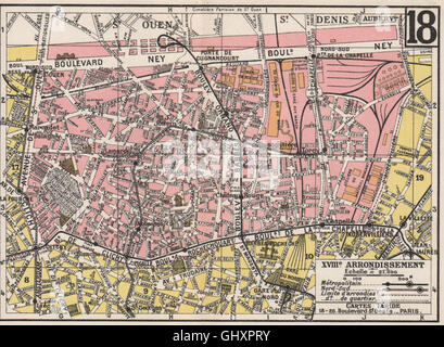 Map of the Butte Montmartre, 18th arrondissement, Paris, France Stock ...