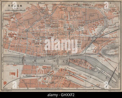 ROUEN. Vintage town city map plan. Seine-Maritime, 1926 Stock Photo - Alamy