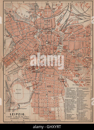 LEIPZIG antique town city stadtplan I. Saxony karte. BAEDEKER 1910 old ...