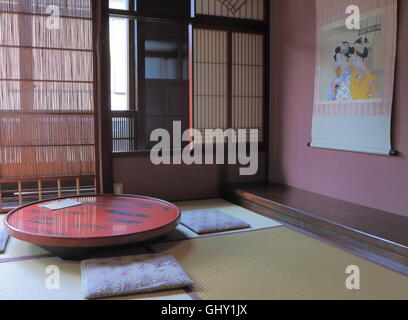 Interior of guest room at traditional Japanese inn, Ryokan Asakura ...
