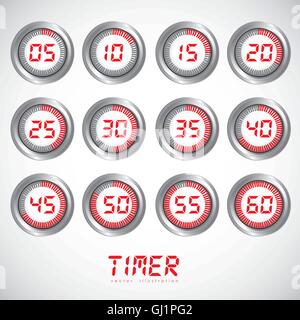 illustration of timers with different times vector illustration Stock ...