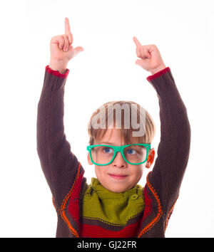 Boy pointing out Stock Photo - Alamy