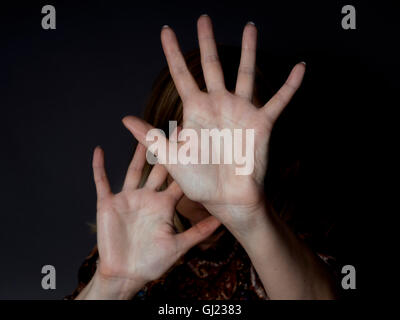 Woman hand sign for stop abusing violence, Woman bondage in angle of ...