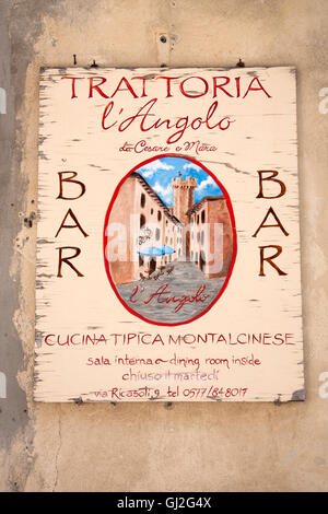 Sign of a Trattoria, Montalcino, Tuscany, Italy Stock Photo - Alamy