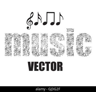 Illustration of musical notes forming a music word sound vector Stock ...