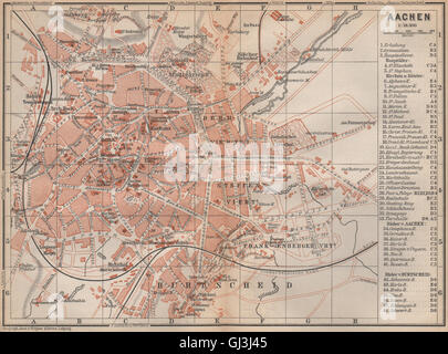AACHEN. Vintage town city map plan. Germany, 1933 Stock Photo - Alamy