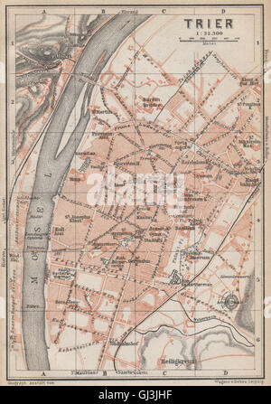TRIER antique town city stadtplan. Rhineland-Palatinate karte, 1913 old ...