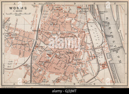 WORMS. Vintage town city map plan. Germany, 1933 Stock Photo - Alamy