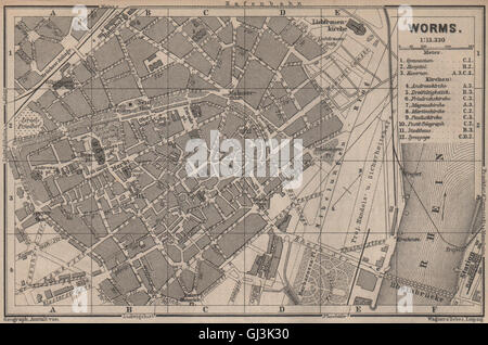 WORMS. Vintage town city map plan. Germany, 1933 Stock Photo - Alamy