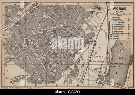 WORMS. Vintage town city map plan. Germany, 1933 Stock Photo - Alamy