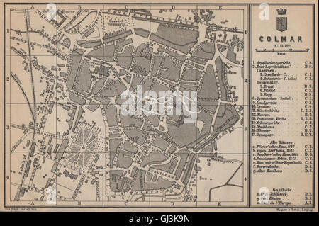 COLMAR town city plan. Haut-Rhin, Alsace, France. Kolmar Colmer carte ...