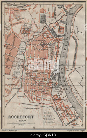 ROCHEFORT. Vintage town city ville map plan carte. Charente-Maritime ...