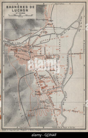 LUCHON. Vintage town city plan. Haute-Garonne, 1907 antique map Stock ...