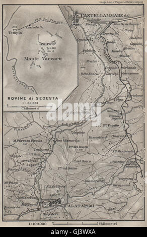 CALATAFIMI e ROVINE di SEGESTA environs. Plan. Italy mappa. SMALL 1896 ...