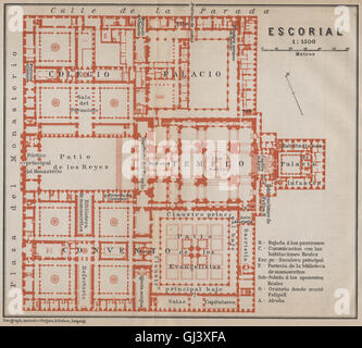 ESCORIAL. Vintage map plan. Spain, 1899 Stock Photo - Alamy
