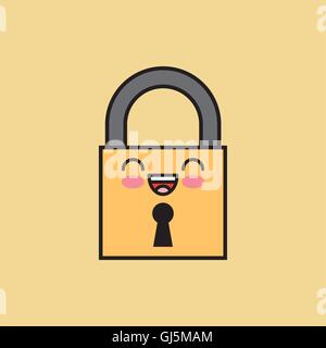 padlock and key kawaii cute cartoon Stock Vector Image & Art - Alamy