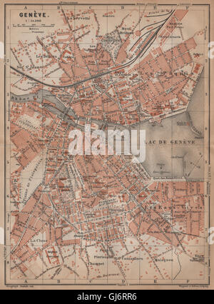 GENEVA GENÈVE GENF. town city stadtplan. Switzerland Suisse Schweiz ...