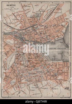 GENEVA GENÈVE GENF. town city stadtplan. Switzerland Suisse Schweiz ...