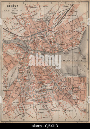 GENEVA GENÈVE GENF. town city stadtplan. Switzerland Suisse Schweiz ...