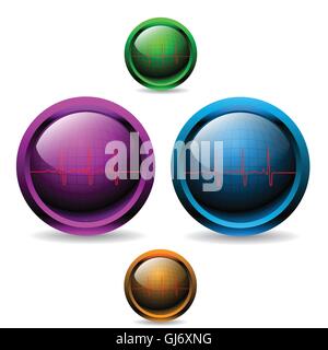 Pulse red, blue, green and pink vector icon set. Web icons. Flat design ...