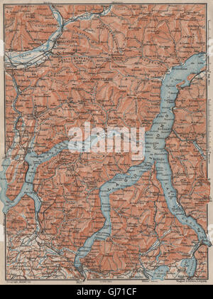 LAKES/LAGO DI COMO & LUGANO. Lecco Bellinzona. Topo-map. Italy mappa ...