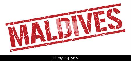 Maldives red square stamp Stock Vector Image & Art - Alamy