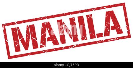 Manila red square grunge vintage isolated stamp Stock Vector Image ...