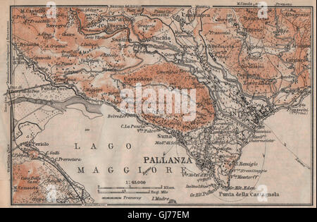 PALLANZA ENVIRONS. Verbania. Intra Unchio. Italy mappa. BAEDEKER, 1920 ...