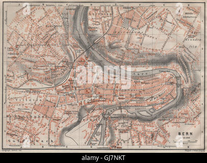 BERN BERNE. town city stadtplan. Switzerland Suisse Schweiz. BAEDEKER ...