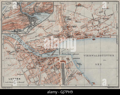 LUCERNE LUZERN. town city stadtplan. Switzerland Suisse Schweiz, 1938 ...