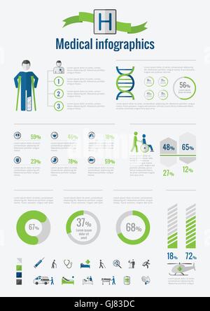 Healthcare and disability vector infographic with disabled person icons ...