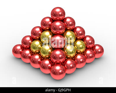 Pyramid from metal spheres on a white background. 3D image Stock Photo ...