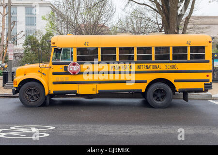A Yellow American School Bus, Washington DC USA Stock Photo - Alamy