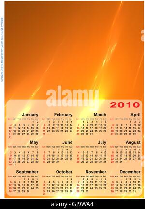 Abstract design template for 2010 calendar Stock Photo - Alamy