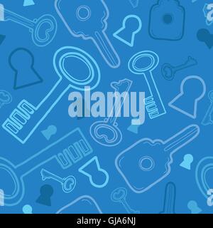 Blue lock symbol seamless pattern on white background vector. Simple ...