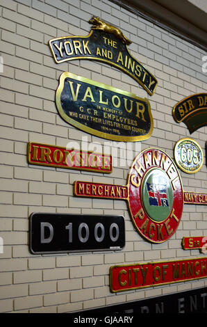 Train name plates, National railway museum, Leeman Rd, York, North ...