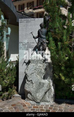 Alpine Club statue at the Matterhorn Museum, Zermatt, Switzerland Stock ...