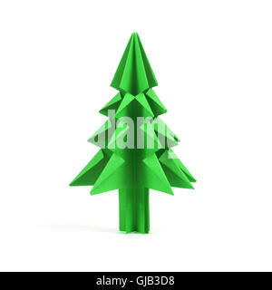 Christmas fir tree paper origami isolated on white background Stock ...