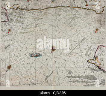 The 'Atlas Maritimus' offers detailed charts of sea coasts, capes ...