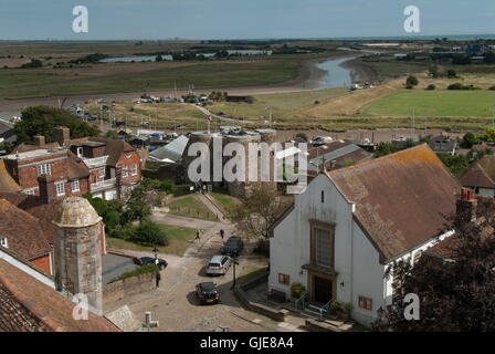 Aerial view of Rye and the River Rother East Sussex England Britain UK ...