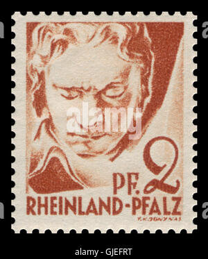 The 1948 Fr. Zone Rheinland-Pfalz 32 stamp honors the famous composer ...