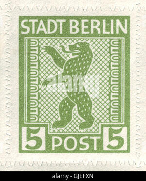 The OPD BLN 1945 1 Berliner Bär stamp features the Berlin Bear, a ...