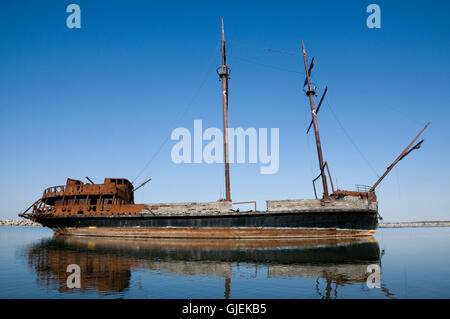 The rusting remains of the steel-hulled ship La Grande Hermine (The Big ...
