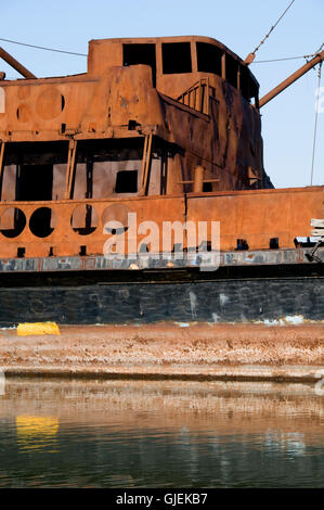 The rusting remains of the steel-hulled ship La Grande Hermine (The Big ...