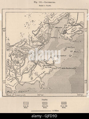 Map of Louisbourg, Canada. Nova Scotia. It depicts the successful siege ...