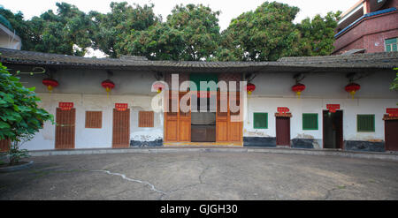 Backyard of the Hakka round house restaurant at Meizhou, Guangdong ...