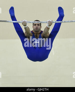 Danell Leyva of the United States competes in the men's parallel bars ...