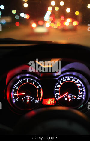 Close-up of a speedometer in a car Stock Photo - Alamy
